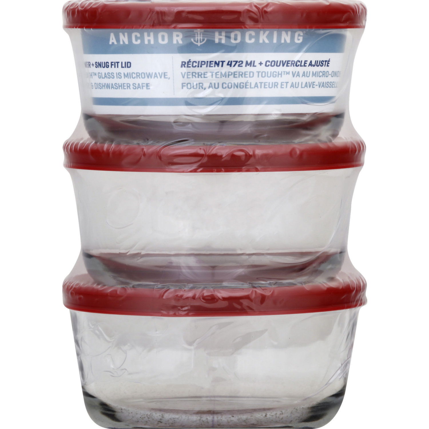 Glass Tupperware Anchor Hocking 2-Cup Glass Food Storage Containers ...